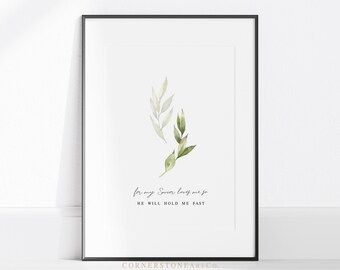 He Will Hold Me Fast / Christian Wall Art / Hymn Lyric / | Etsy