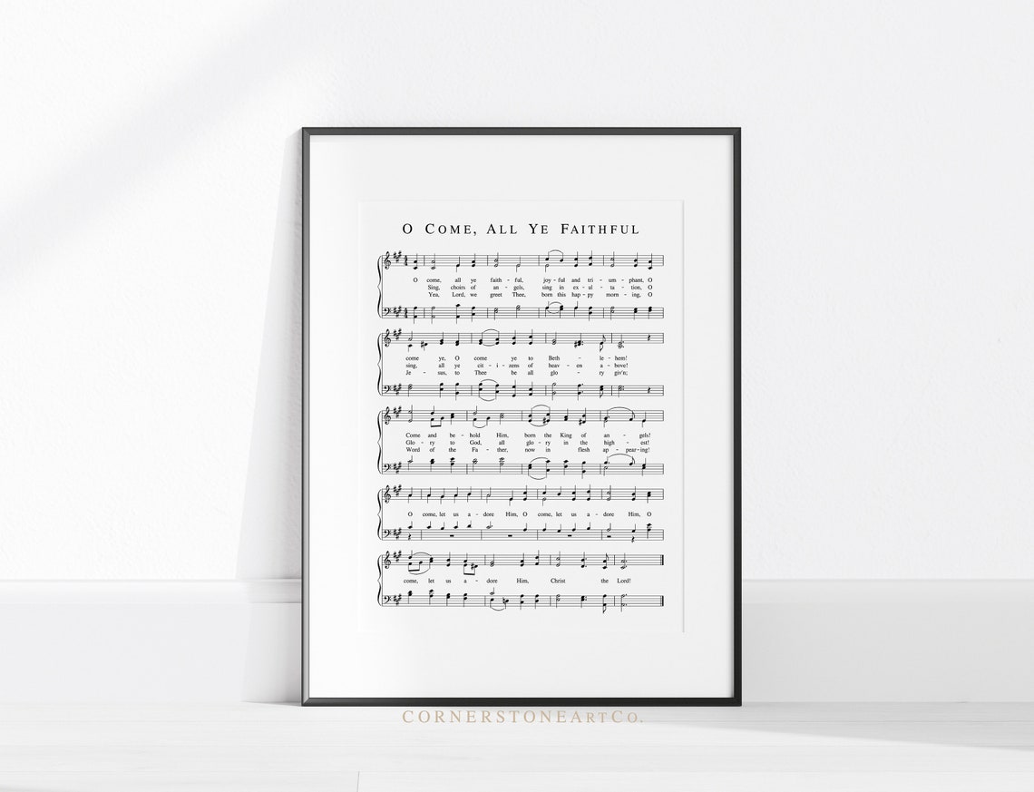 O Come All Ye Faithful / Hymn Print / Hymn Wall Art / - Etsy