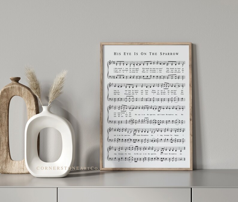 His Eye is on the Sparrow / Hymn Print / Hymn Wall Art / Hymn - Etsy