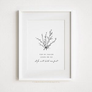 He Will Hold Me Fast / Christian Wall Art / Hymn Lyric / Christian Art ...