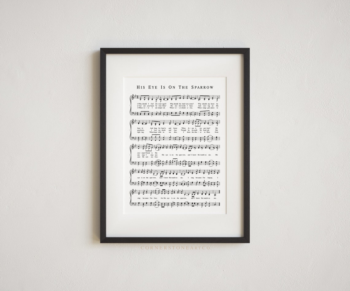 His Eye is on the Sparrow / Hymn Print / Hymn Wall Art / Hymn - Etsy
