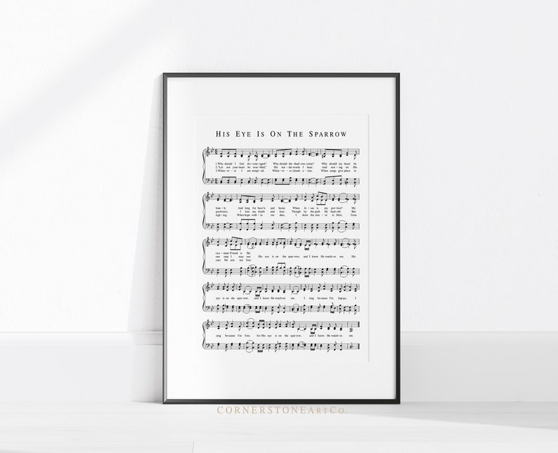 His Eye is on the Sparrow / Hymn Print / Hymn Wall Art / Hymn - Etsy