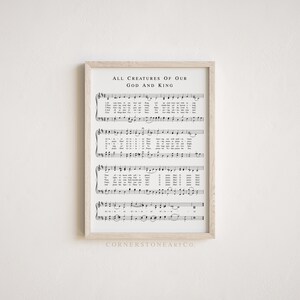 All Creatures of Our God and King / Hymn Print / Hymn Wall Art / Hymn ...