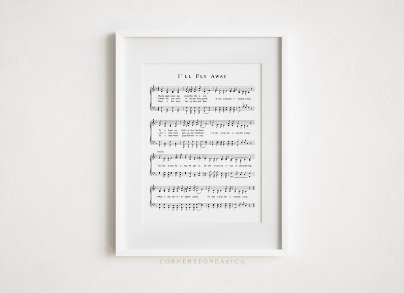 I'll Fly Away / Hymn Print / Hymn Wall Art / Hymn Sheet | Etsy