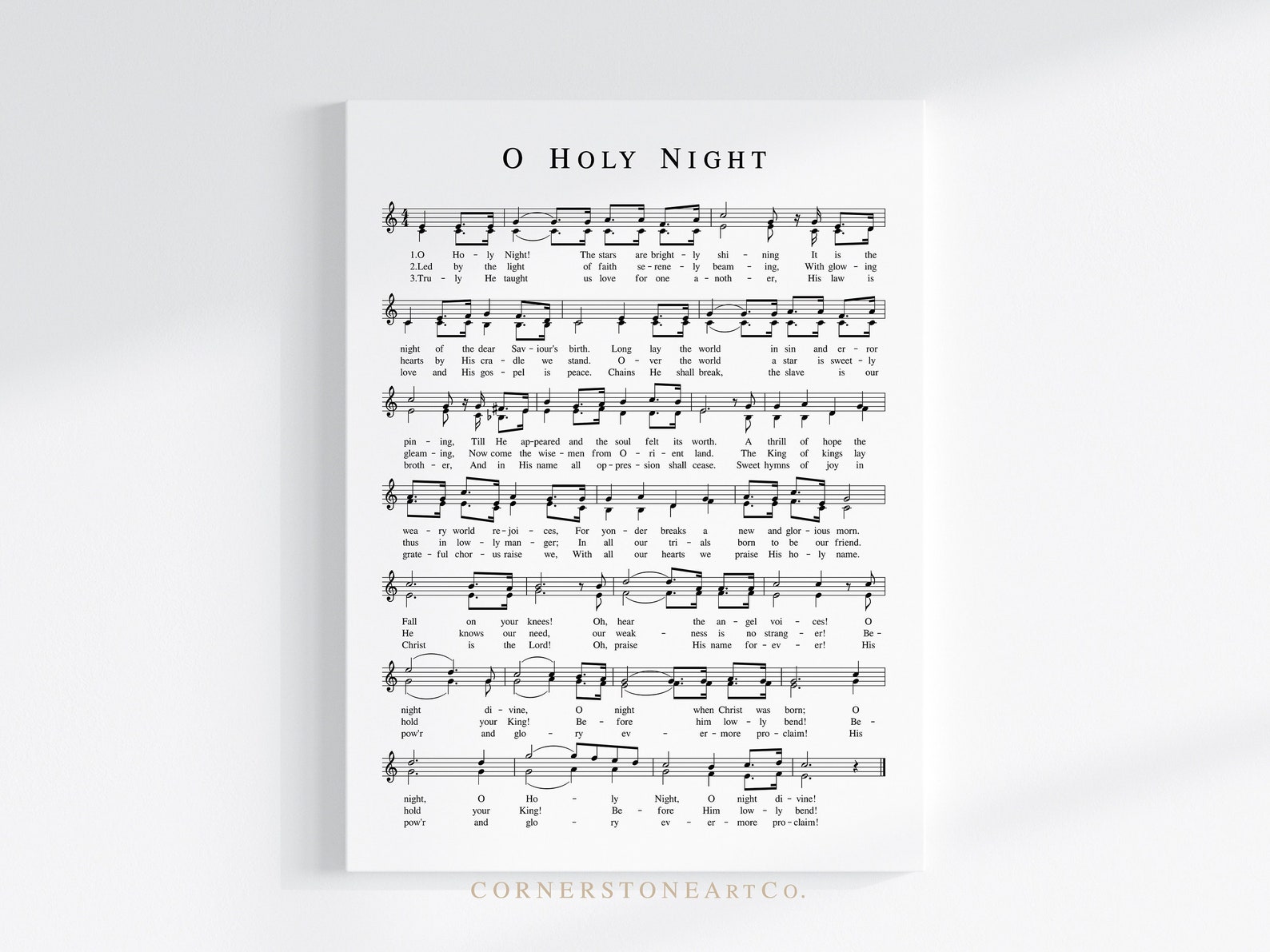 O Holy Night Hymn Print / Christmas Wall Art Printable / - Etsy