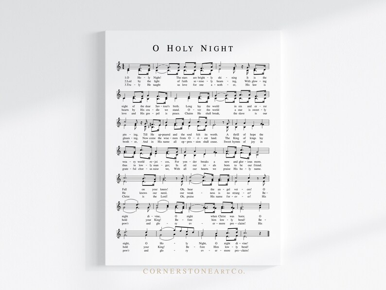 O Holy Night Hymn Print / Christmas Wall Art Printable / - Etsy