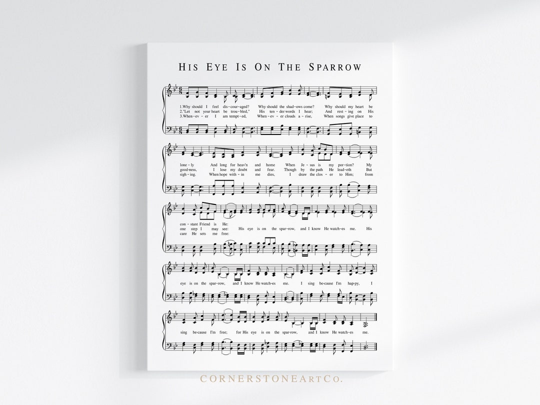 His Eye is on the Sparrow / Hymn Print / Hymn Wall Art / Hymn Sheet Music / Hymn Wall Decor ...
