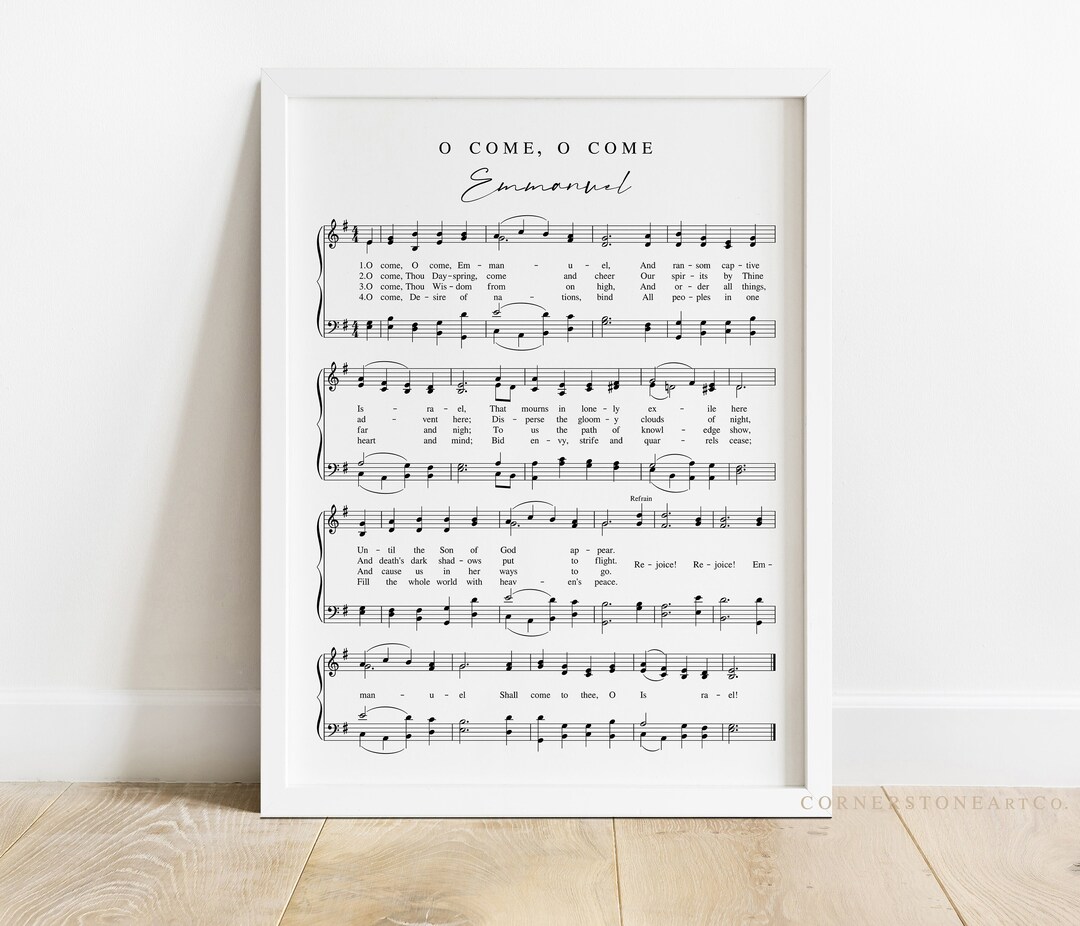 O Come O Come Emmanuel / Christmas Hymn Print / Hymn Wall Art - Etsy