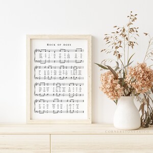 Rock of Ages Hymn Print / Hymn Wall Art / Hymn Sheet Music / Hymn Wall ...
