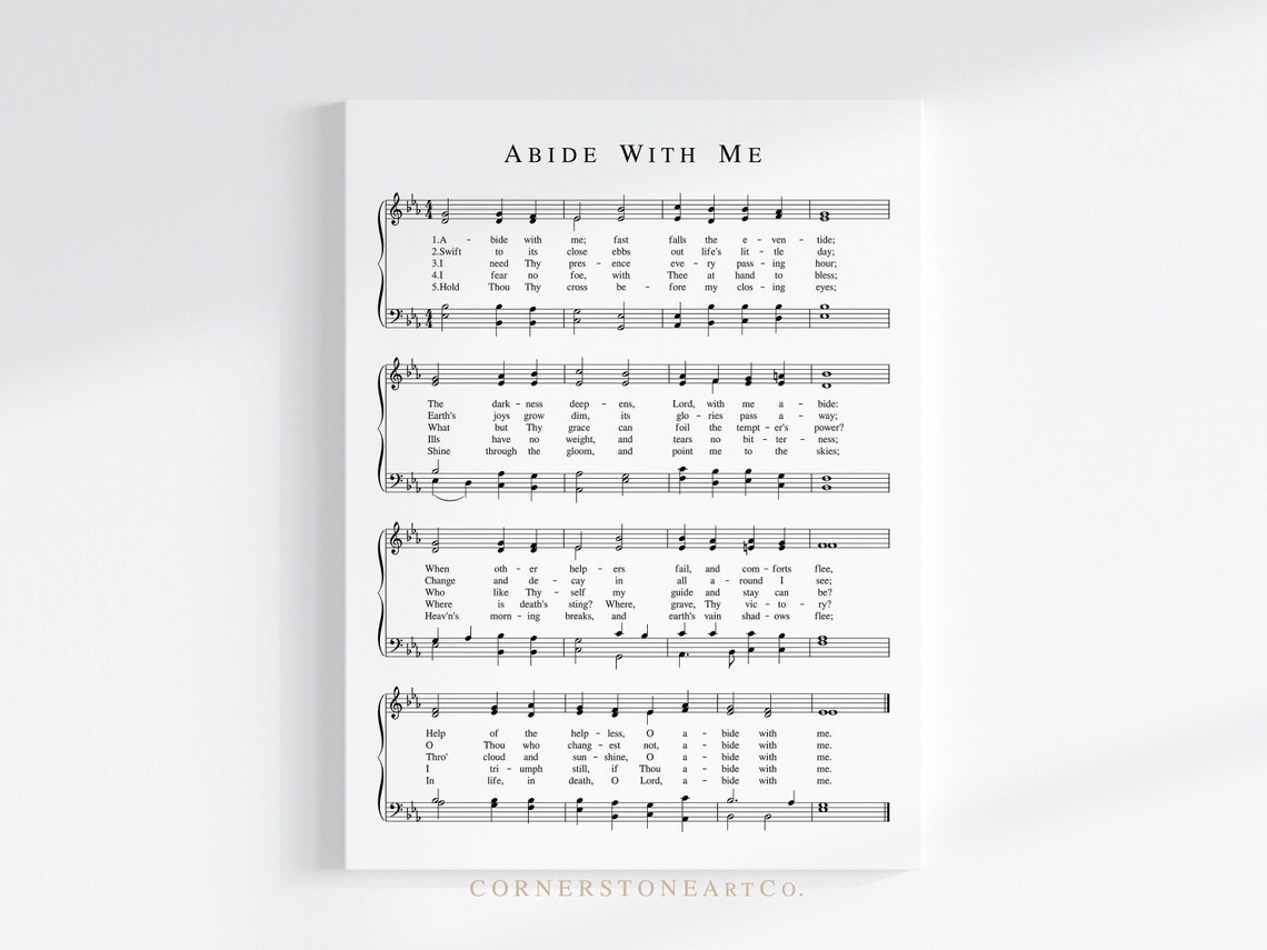 Abide With Me Hymn Print / Hymn Wall Art / Hymn Sheet Music / - Etsy
