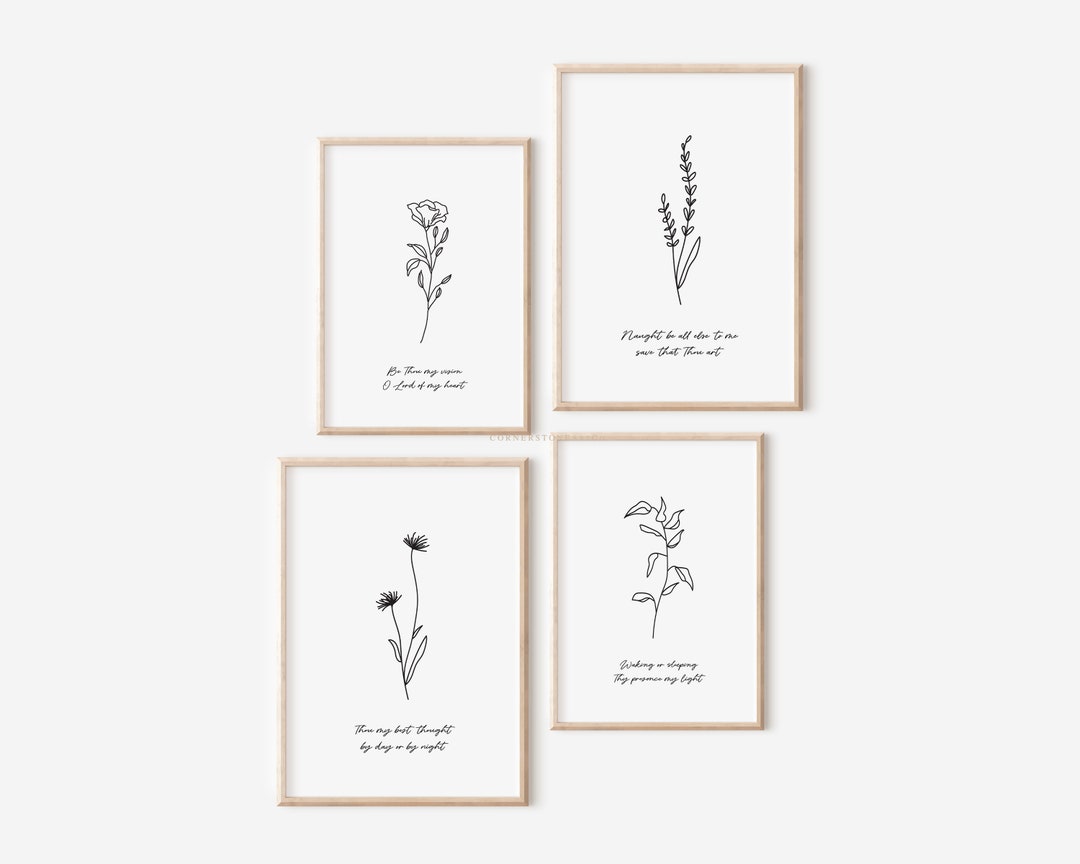 Set of 4 Be Thou My Vision Hymn Lyric Art Print / Hymn Quote ...