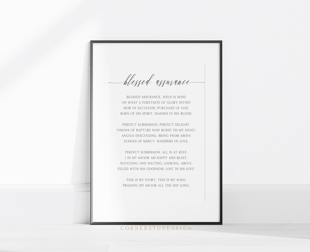 Blessed Assurance Hymn Lyric Art Print / Christian Wall Art / Scripture ...