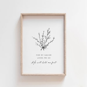 He Will Hold Me Fast / Christian Wall Art / Hymn Lyric / Christian Art ...