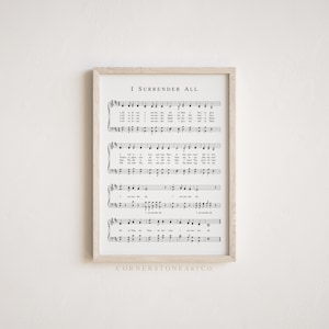 I Surrender All Hymn Print / Hymn Sheet Music / Hymn Prints / Hymn Wall ...