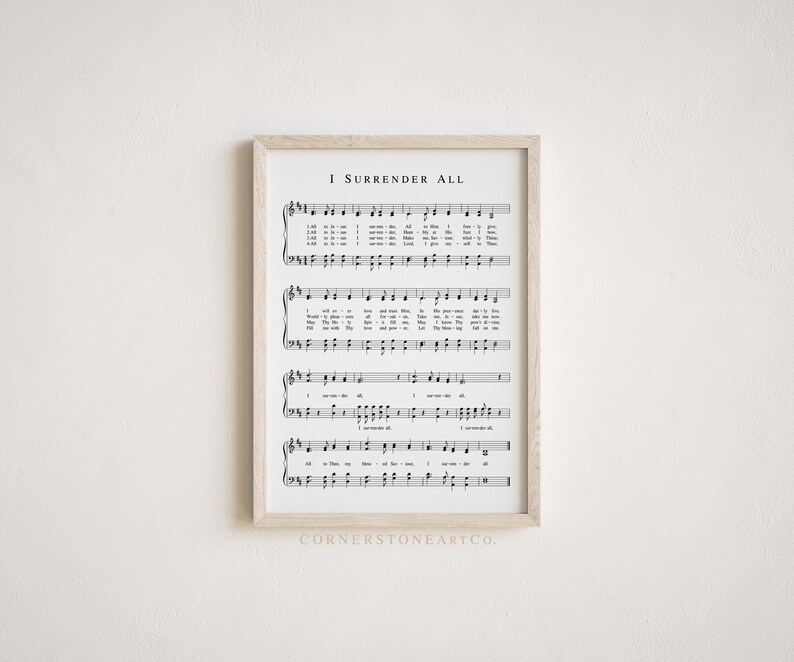 I Surrender All Hymn Print / Hymn Sheet Music / Hymn Prints / - Etsy