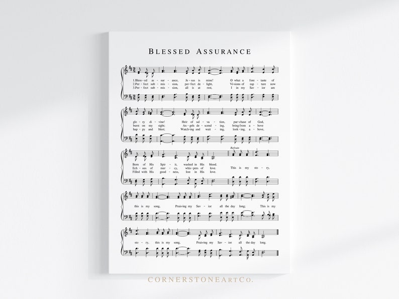 Blessed Assurance Hymn Print / Hymn Sheet Music / Hymn Wall - Etsy