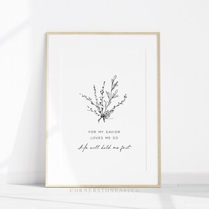 He Will Hold Me Fast / Christian Wall Art / Hymn Lyric / Christian Art ...