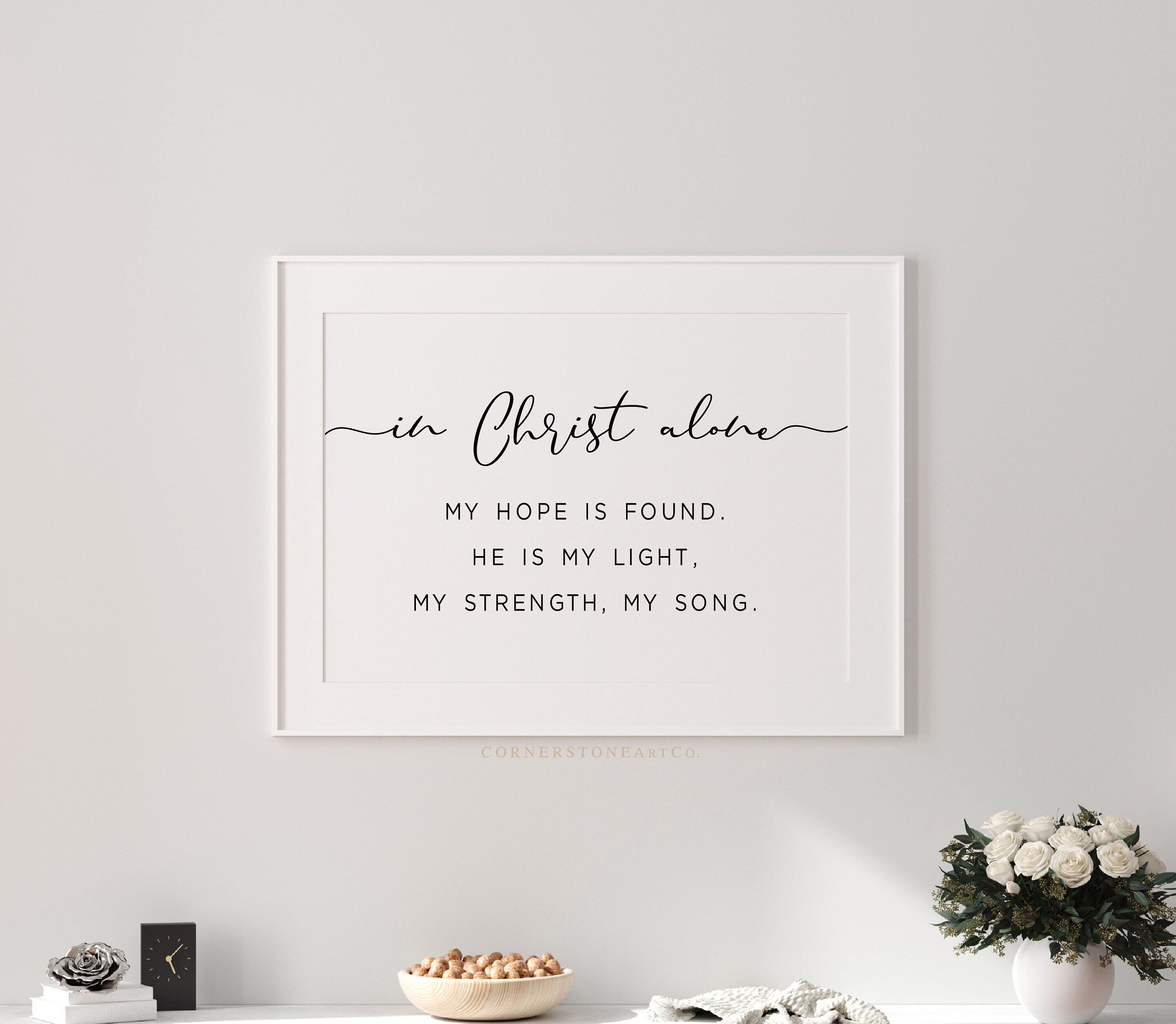 In Christ Alone Wall Art Christian Wall Art Hymn Lyric Art | Etsy
