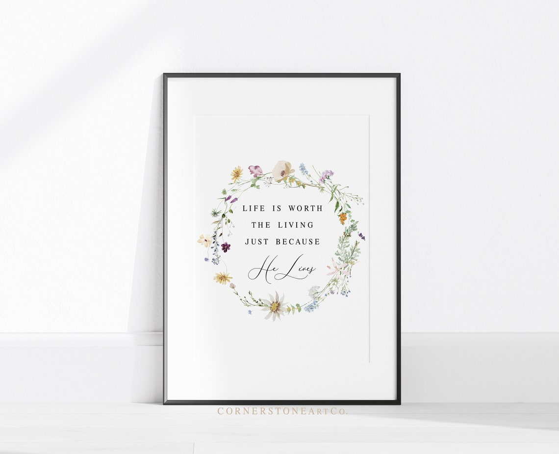 Because He Lives Christian Wall Art Easter Print Easter Wall | Etsy