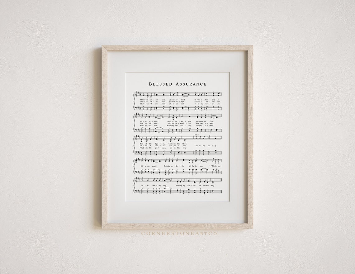 Blessed Assurance Hymn Print / Hymn Sheet Music / Hymn Wall - Etsy