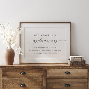 God Moves in a Mysterious Way, Christian Wall Art, Hymn Quote ...