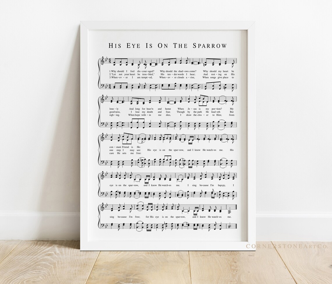 His Eye is on the Sparrow / Hymn Print / Hymn Wall Art / Hymn - Etsy