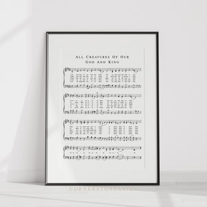 All Creatures of Our God and King / Hymn Print / Hymn Wall Art / Hymn ...