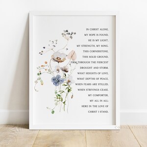 In Christ Alone / Hymn Lyric Wall Art / Scripture Art Print / Botanical ...