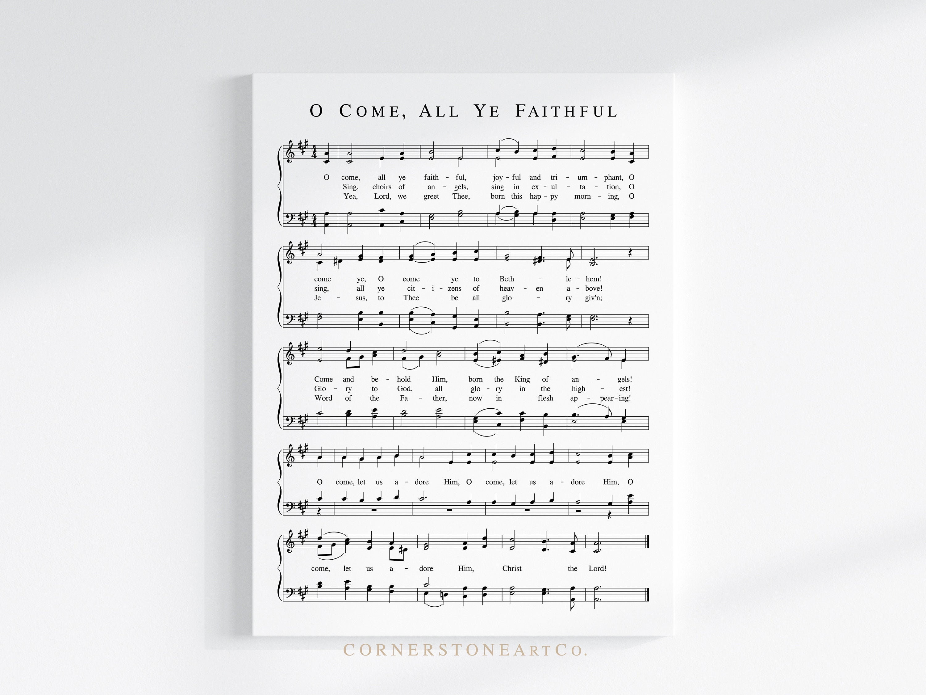 O Come All Ye Faithful / Hymn Print / Hymn Wall Art / - Etsy