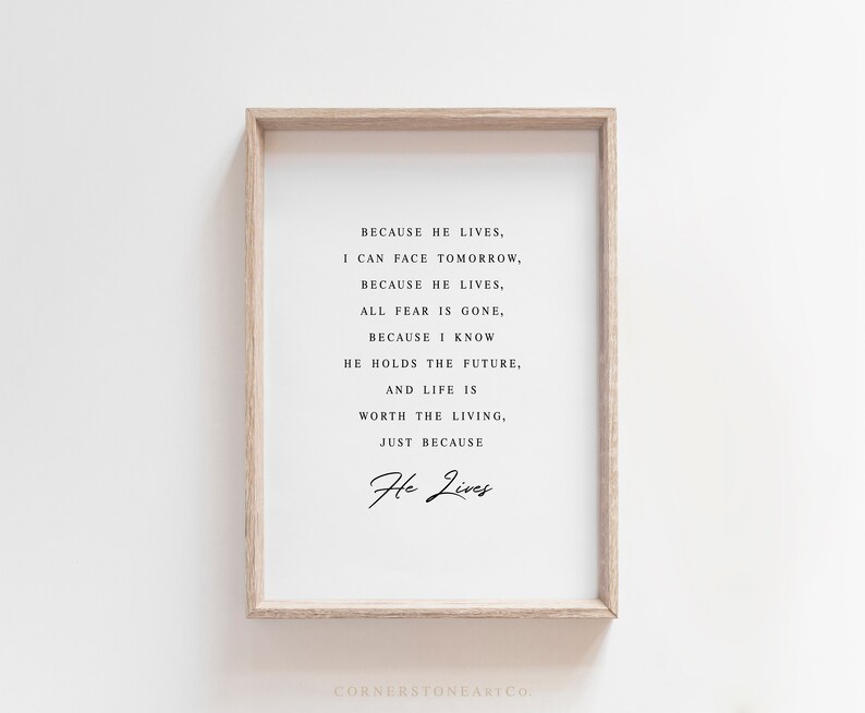 Because He Lives Easter Printable Wall Art Scripture Art - Etsy