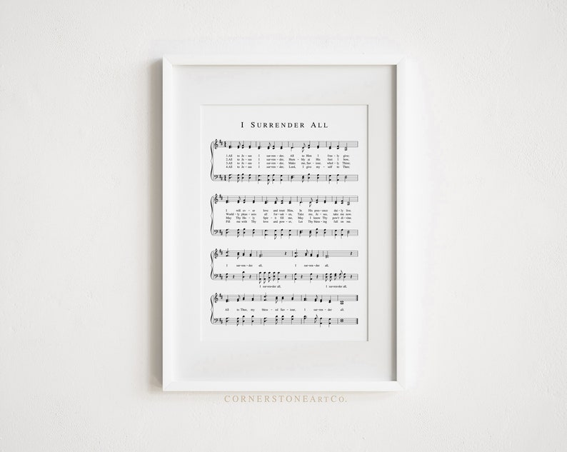 I Surrender All Hymn Print / Hymn Sheet Music / Hymn Prints / - Etsy