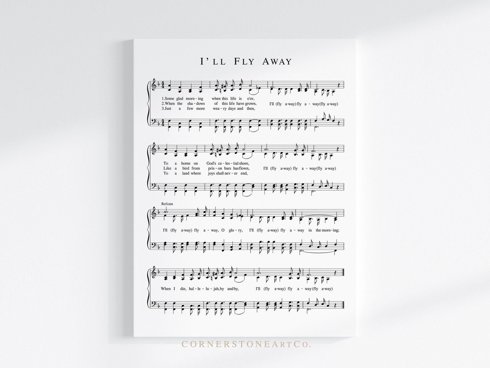 I'll Fly Away / Hymn Print / Hymn Wall Art / Hymn Sheet Music / Hymn ...