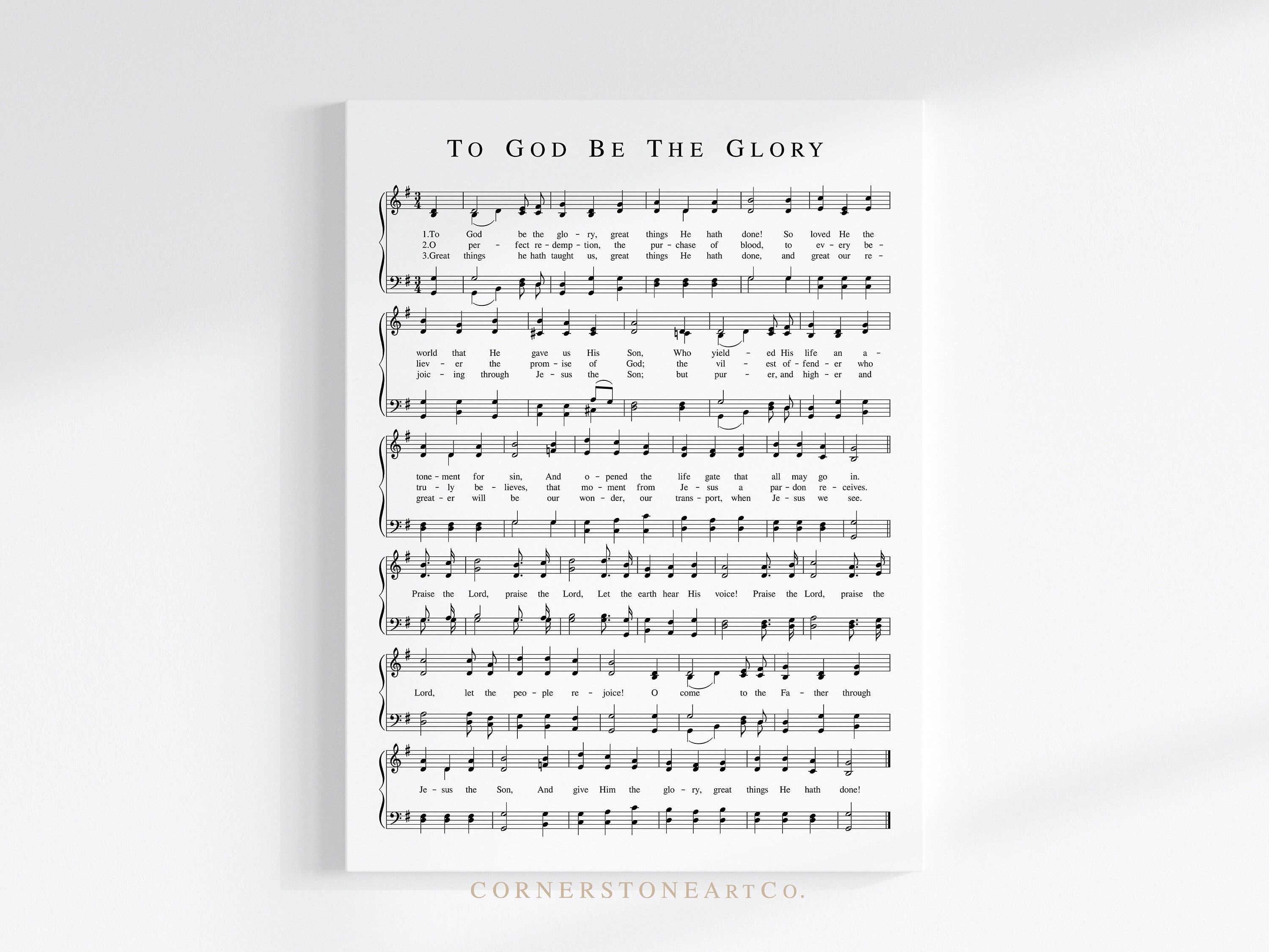 To God Be the Glory / Hymn Print / Hymn Wall Art / Hymn Sheet - Etsy ...