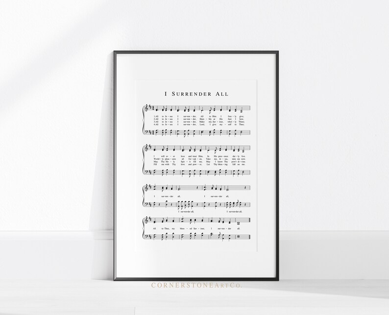 I Surrender All Hymn Print / Hymn Sheet Music / Hymn Prints / - Etsy