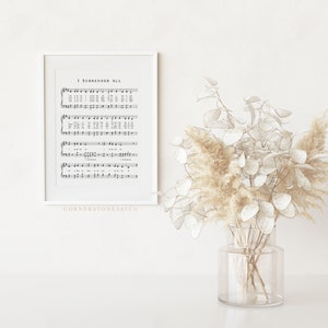 I Surrender All Hymn Print / Hymn Sheet Music / Hymn Prints / Hymn Wall ...