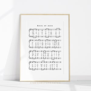 Rock of Ages Hymn Print / Hymn Wall Art / Hymn Sheet Music / Hymn Wall ...