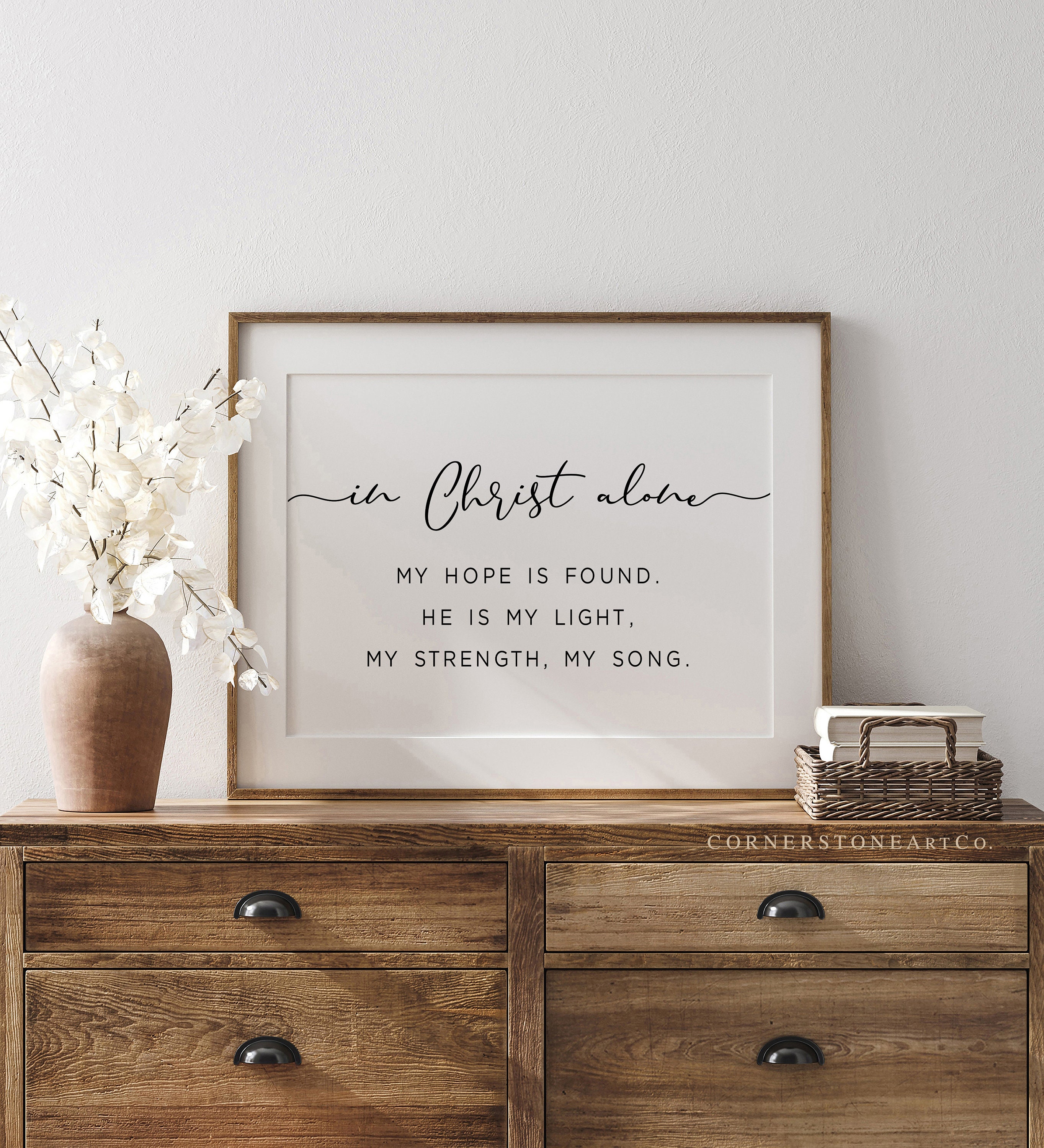 In Christ Alone Wall Art Christian Wall Art Hymn Lyric Art | Etsy