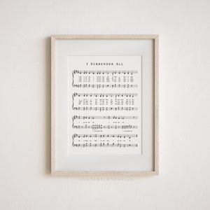 I Surrender All Hymn Print / Hymn Sheet Music / Hymn Prints / Hymn Wall ...