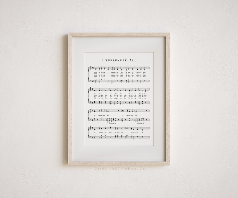 I Surrender All Hymn Print / Hymn Sheet Music / Hymn Prints / - Etsy
