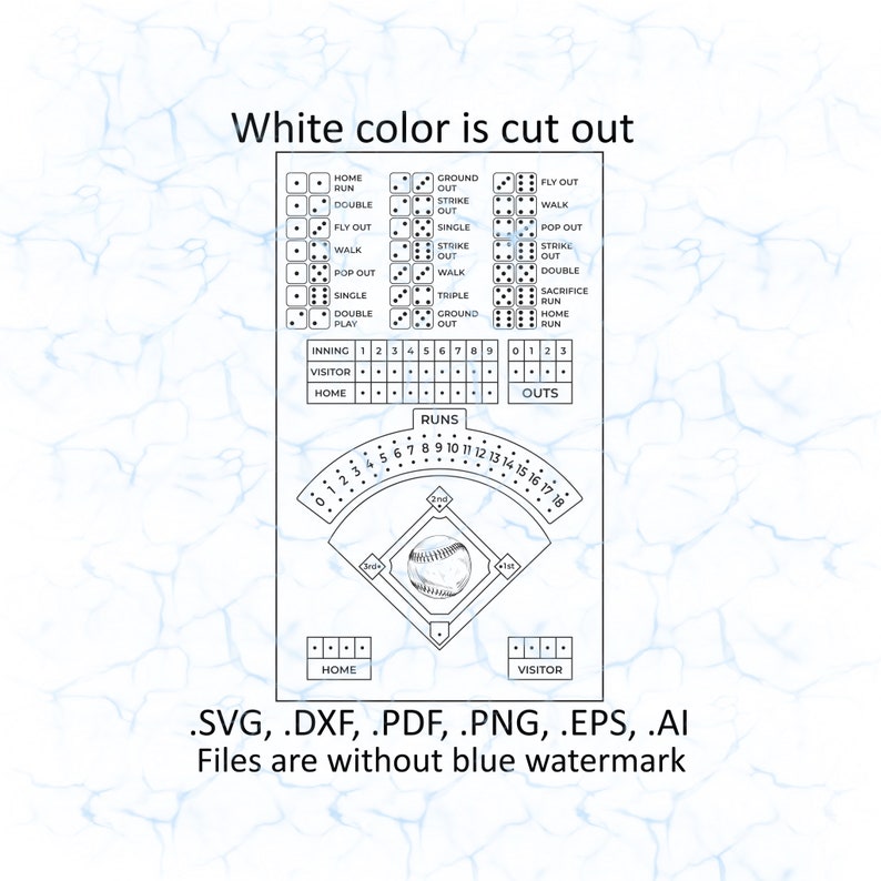 Baseball Dice Board Game Svg Vector, Pdf, Dxf, Ai, Eps, Png Files - Etsy