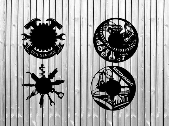 Car Service Mechanic Clock Face Template Laser Cut Dxf Cdr | Etsy