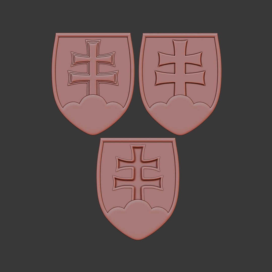Slovakia Emblem .stl 3d Model Relief Element, Slovakia Coat of Arms ...