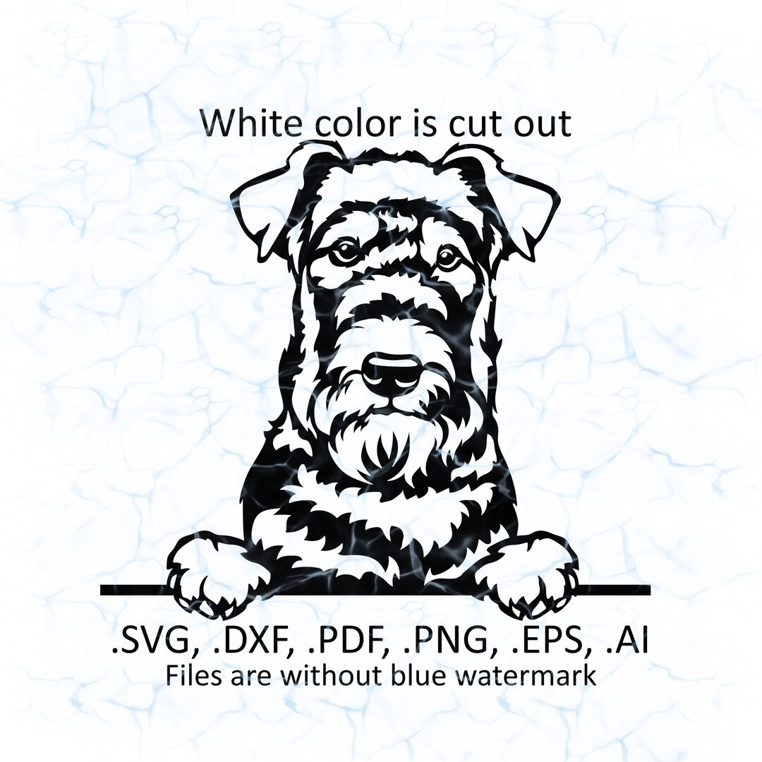 Airedale Terrier Svg Vector, Airedale Terrier Peeking Logo, Pdf, Dxf ...
