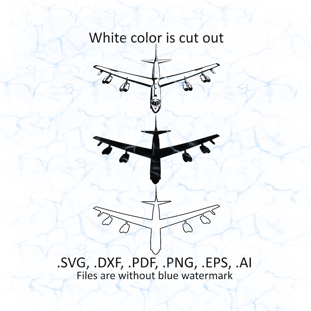 B-52 Bomber Svg Vector Files, Dxf, Pdf, Ai, Eps, Png Files, Boeing B52 ...