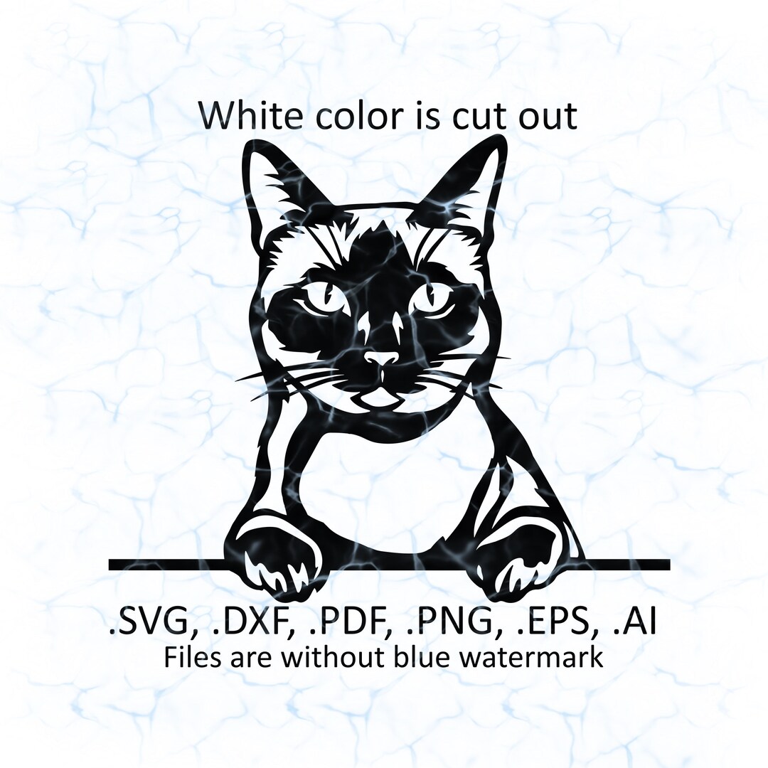 Siamese Cat Svg Vector, Siamese Cat Peeking Logo, Pdf, Dxf, Ai, Eps ...