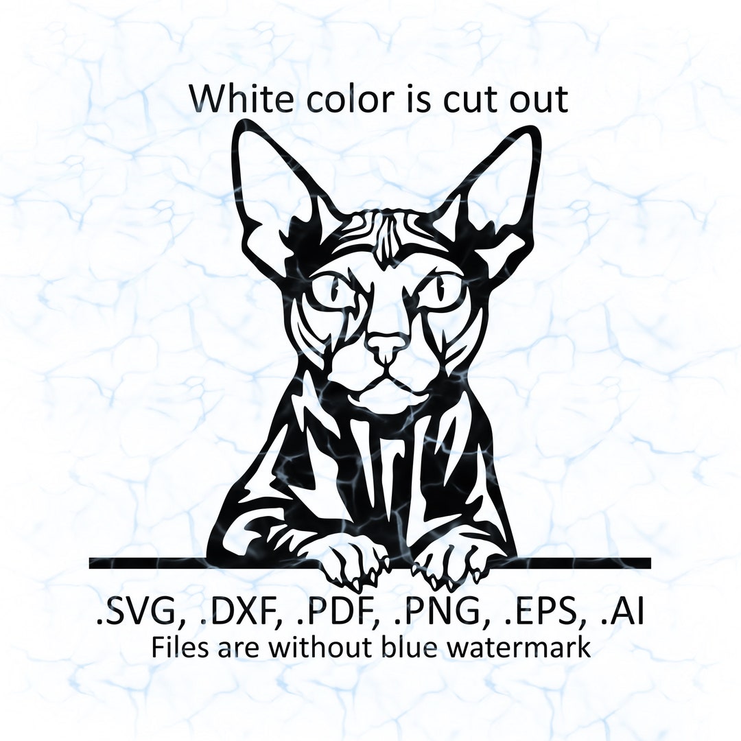 Sphynx Cat Svg Vector, Sphynx Cat Peeking Logo, Pdf, Dxf, Ai, Eps, Png ...