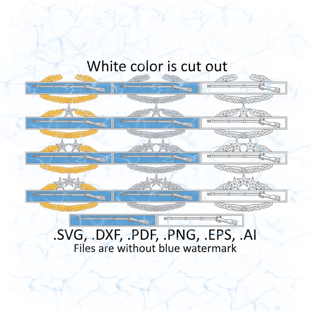 Master Combat Expert Infantryman Badge Svg Vector Files, Dxf, Pdf, Ai ...