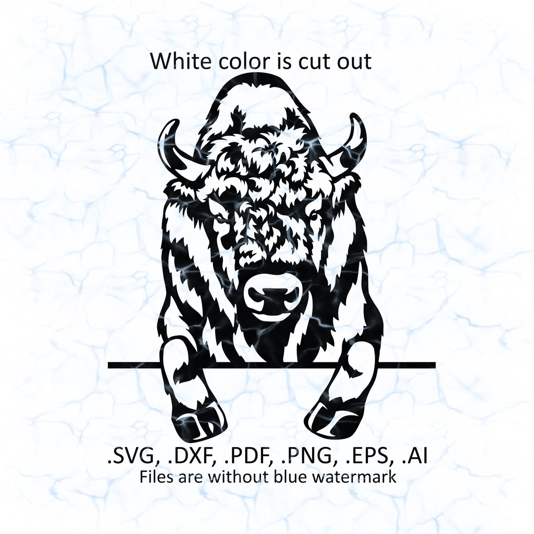 Bison Svg Vector, Bison Peeking Logo, Pdf, Dxf, Ai, Eps, Png Files - Etsy
