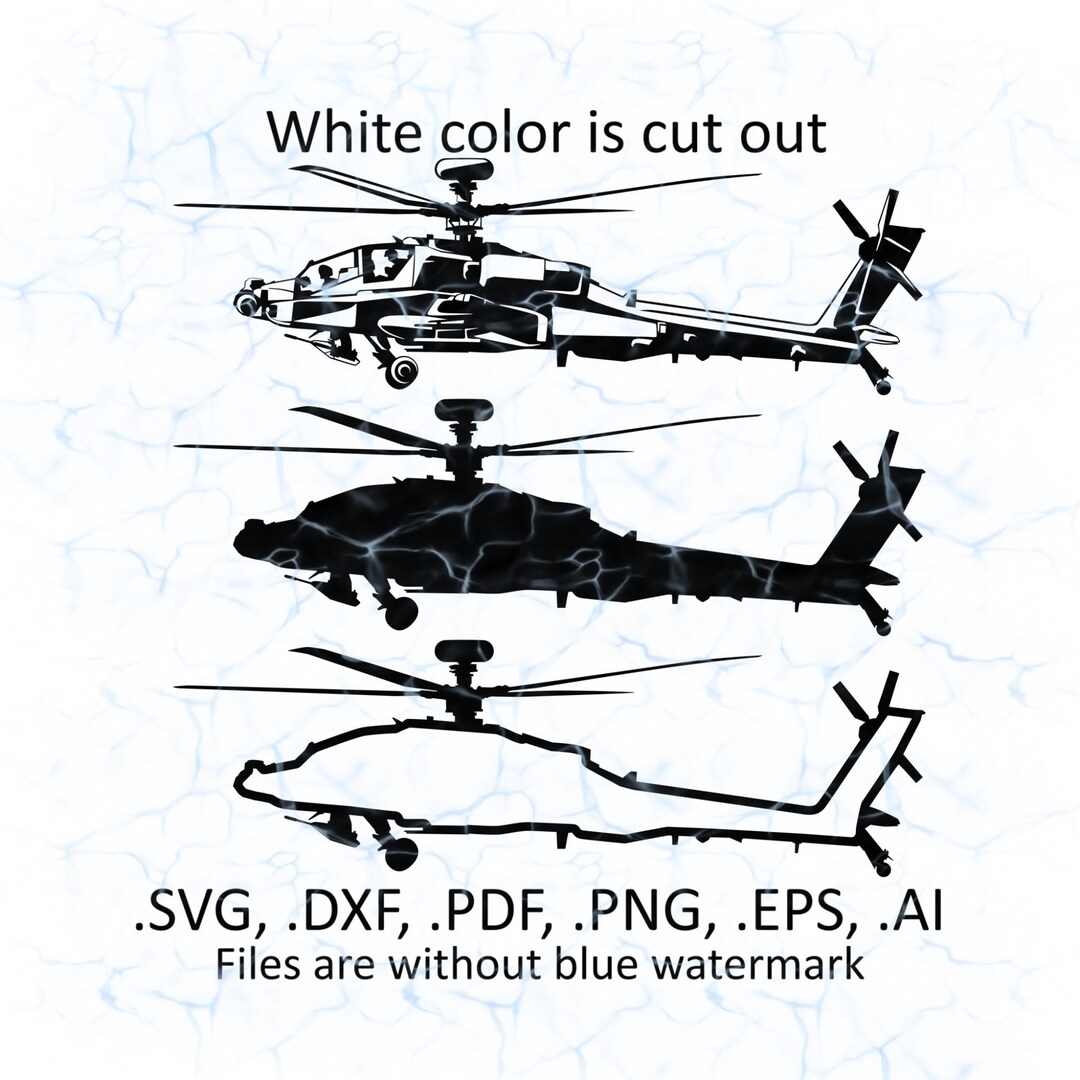 AH-64 Apache Svg Vector Files, Dxf, Pdf, Ai, Eps, Png Files - Etsy