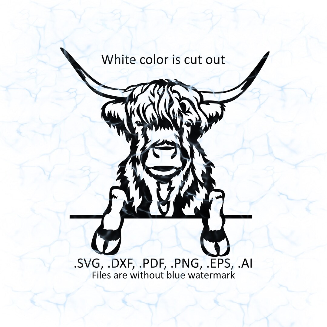 Highland Cow Svg Vector, Highland Cow Peeking Logo, Pdf, Dxf, Ai, Eps ...